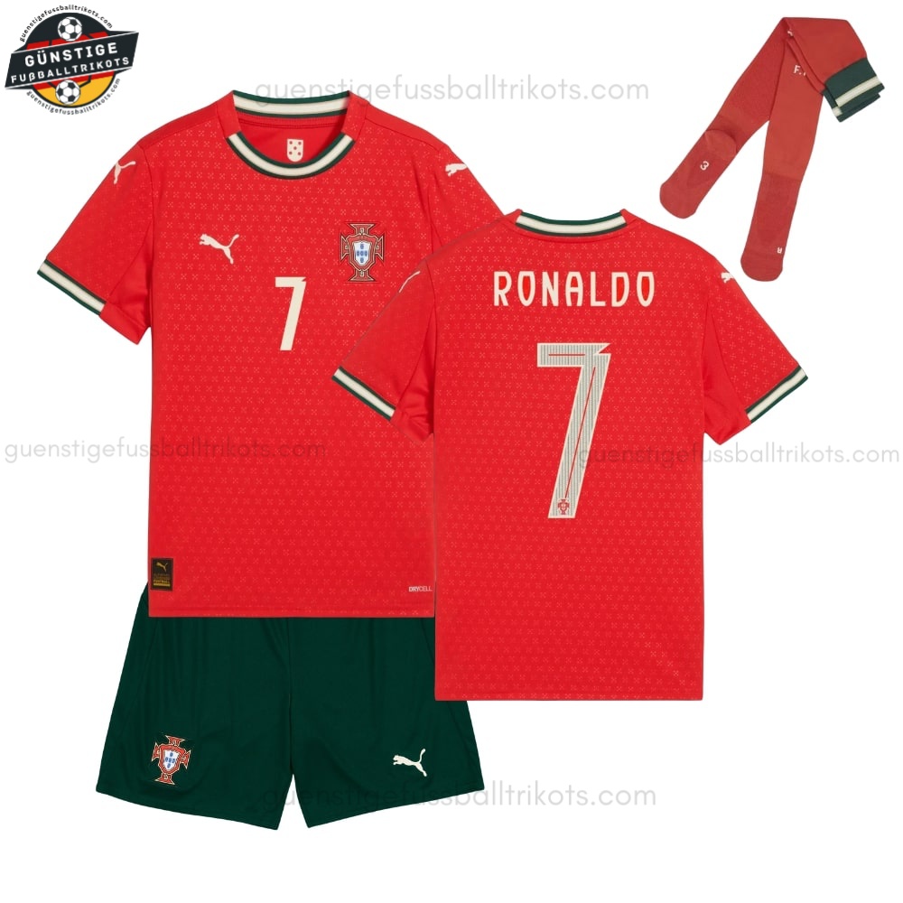 Portugal RONALDO 7 Heim Fußballtrikot Kinder Set 25/26 On Sale